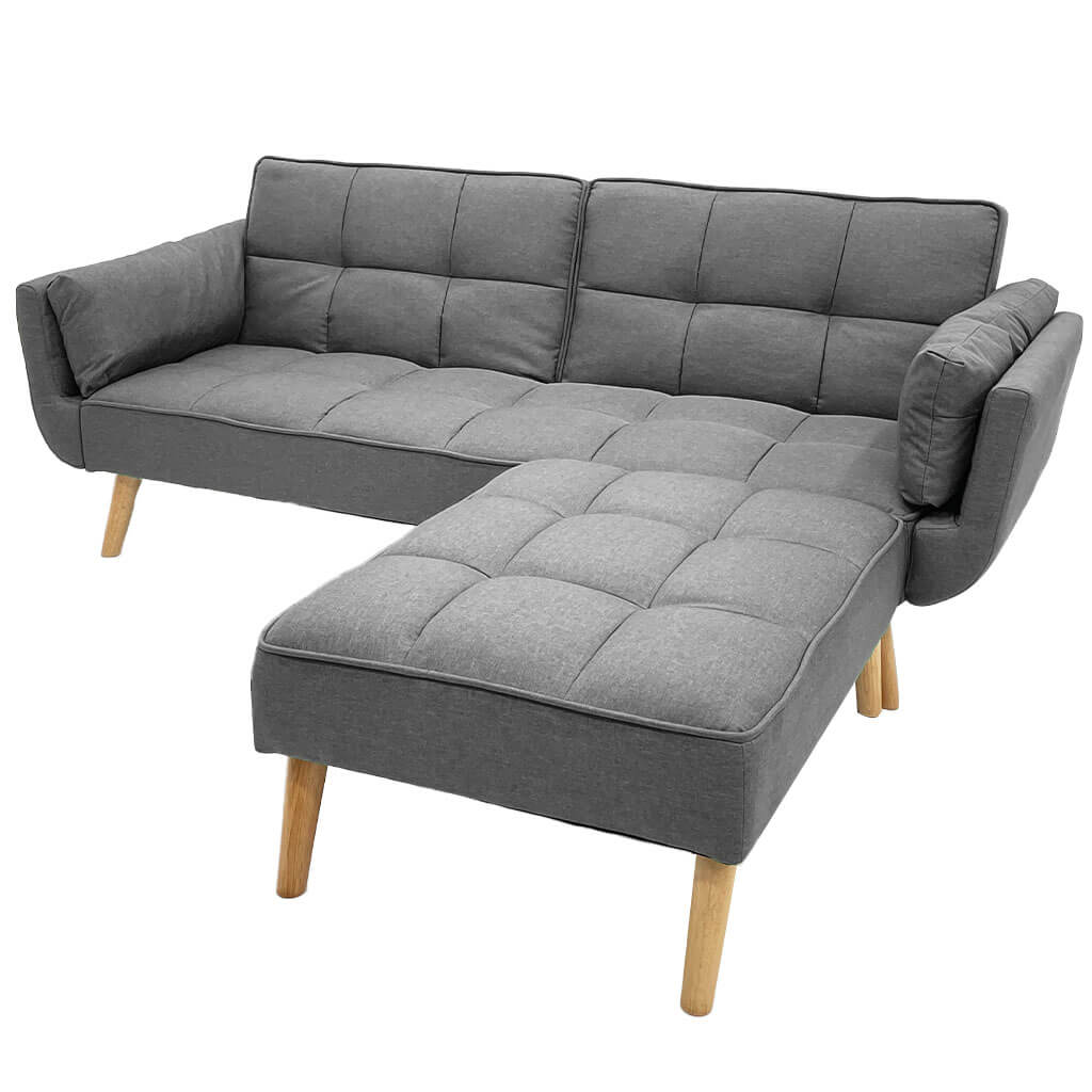SOFÁ CAMA C/PIECERO TELA LINO GRIS | GrupoAlvaces.com